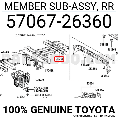 MEMBER SUB-ASSY, RR 5706726360 | Toyota Parts | PartSouq