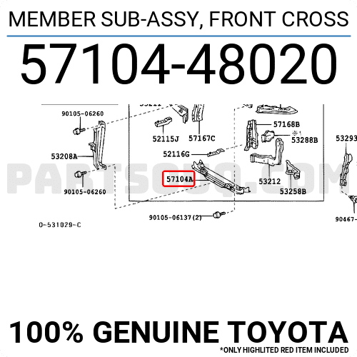 MEMBER SUB-ASSY, FRONT CROSS 5710448020 | Toyota Parts | PartSouq