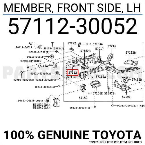 MEMBER, FRONT SIDE, LH 5711230052 | Toyota Parts | PartSouq