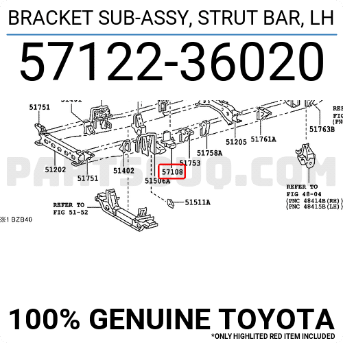 BRACKET SUB-ASSY, STRUT BAR, LH 5712236020 | Toyota Parts | PartSouq