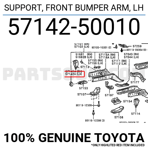 SUPPORT, FRONT BUMPER ARM, LH 5714250010 | Toyota Parts | PartSouq