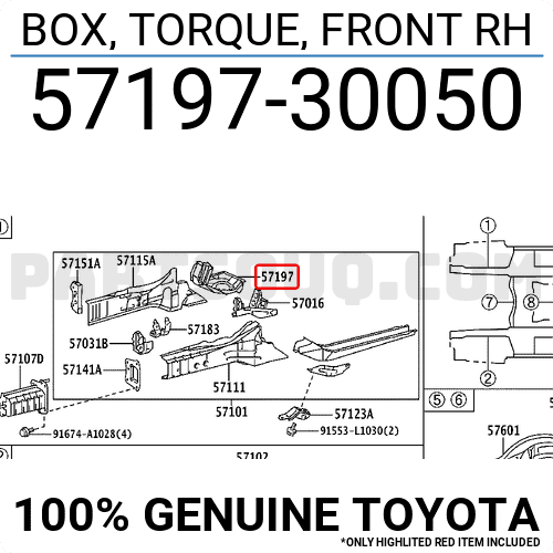 BOX, TORQUE, FRONT RH 5719730050 | Toyota Parts | PartSouq