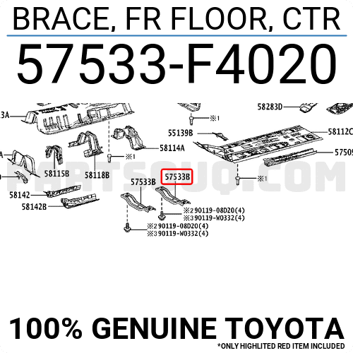 BRACE, FR FLOOR, CTR 57533F4020 | Toyota Parts | PartSouq