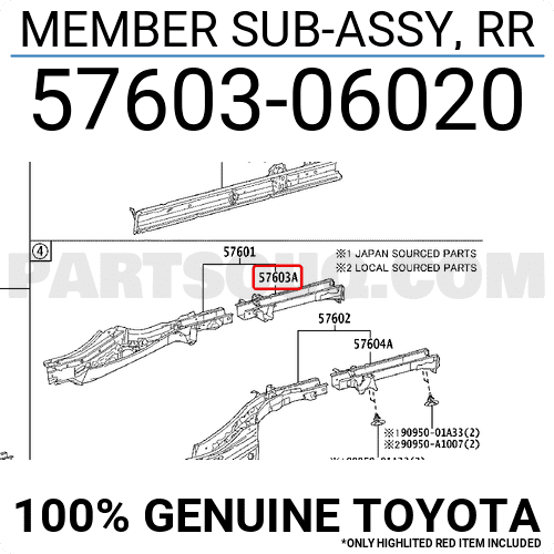 MEMBER SUB-ASSY, RR 5760306020 | Toyota Parts | PartSouq