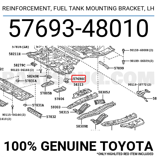 REINFORCEMENT, FUEL TANK MOUNTING BRACKET, LH 5769348010 | Toyota Parts ...