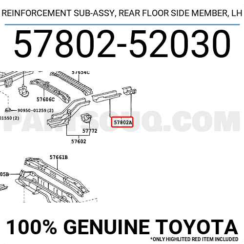 REINFORCEMENT SUB-ASSY, REAR FLOOR SIDE MEMBER, LH 5780252030 | Toyota ...