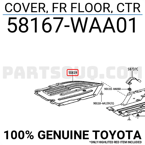COVER, FR FLOOR, CTR 58167WAA01 | Toyota Parts | PartSouq