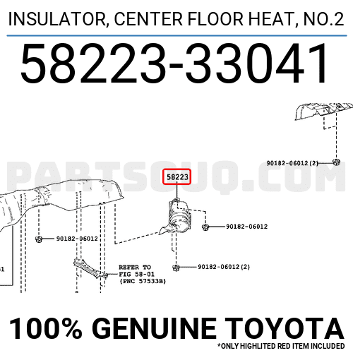 INSULATOR, CENTER FLOOR HEAT, NO.2 5822333041 | Toyota Parts | PartSouq