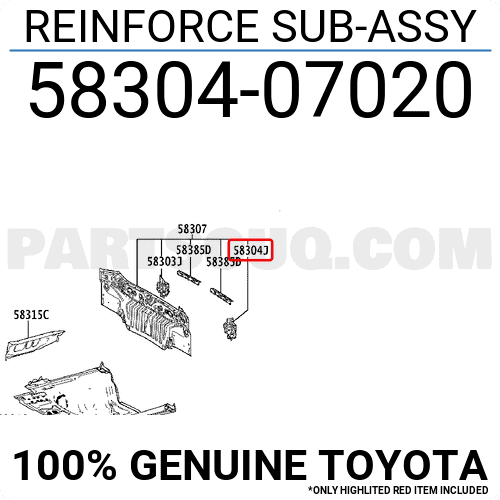 REINFORCE SUB-ASSY 5830407020 | Toyota Parts | PartSouq