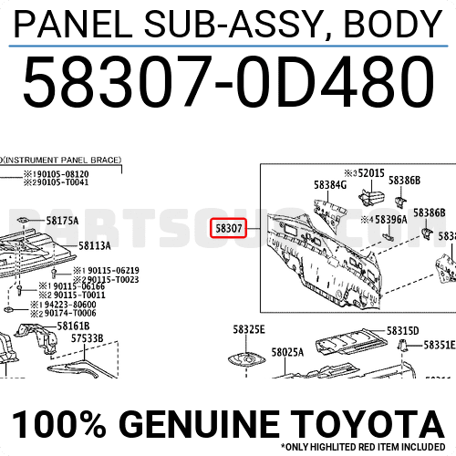 PANEL SUB-ASSY, BODY 583070D480 | Toyota Parts | PartSouq
