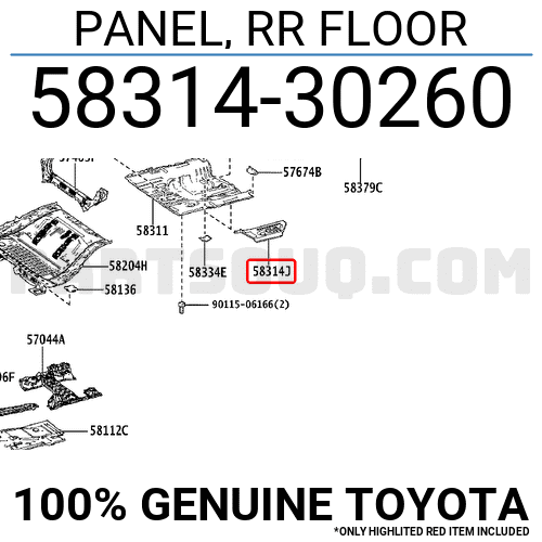 PANEL, RR FLOOR 5831430260 | Toyota Parts | PartSouq