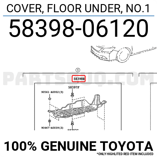 COVER, FLOOR UNDER, NO.1 5839806120 | Toyota Parts | PartSouq