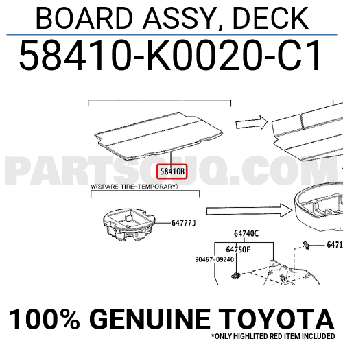 BOARD ASSY, DECK 58410K0020C1 | Toyota Parts | PartSouq