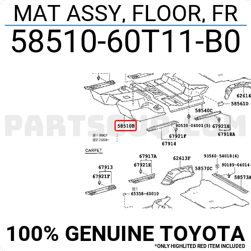MAT ASSY, FLOOR, FR 5851060T11B0 | Toyota Parts | PartSouq