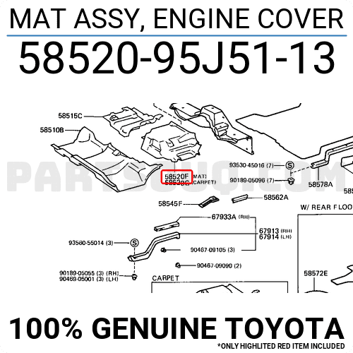 MAT ASSY, ENGINE COVER 5852095J5113 | Toyota Parts | PartSouq