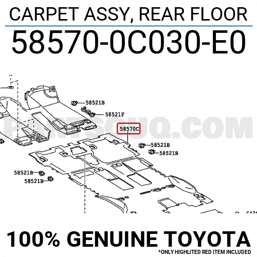 CARPET ASSY, REAR FLOOR 585700C030E0 | Toyota Parts | PartSouq