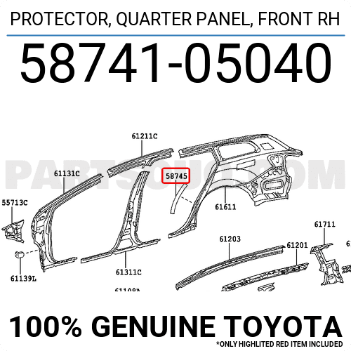 PROTECTOR, QUARTER PANEL, FRONT RH 5874105040 | Toyota Parts | PartSouq