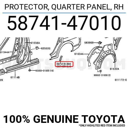 PROTECTOR, QUARTER PANEL, RH 5874147010 | Toyota Parts | PartSouq