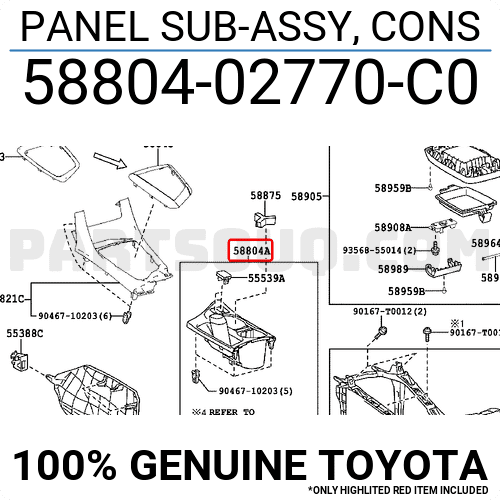 PANEL SUB-ASSY, CONS 5880402770C0 | Toyota Parts | PartSouq