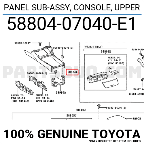 PANEL SUB-ASSY, CONSOLE, UPPER 5880407040E1 | Toyota Parts | PartSouq