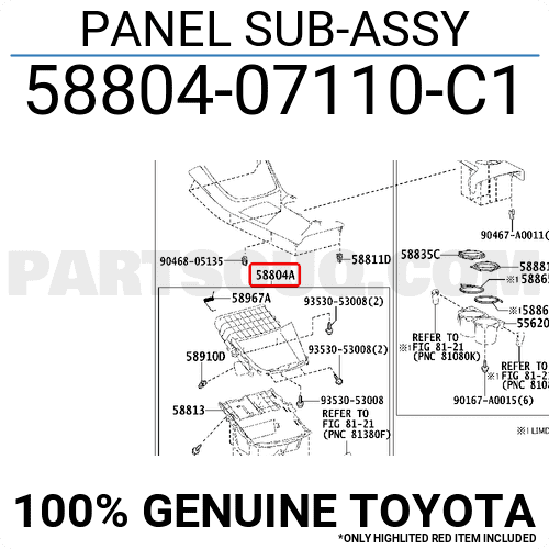 PANEL SUB-ASSY 5880407110C1 | Toyota Parts | PartSouq