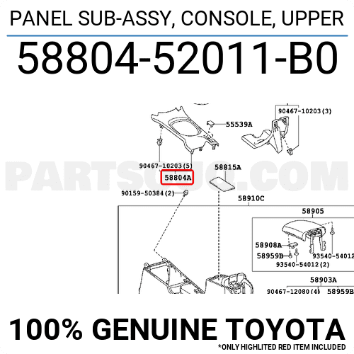 PANEL SUB-ASSY, CONSOLE, UPPER 5880452011B0 | Toyota Parts | PartSouq