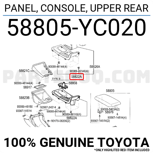 PANEL, CONSOLE, UPPER REAR 58805YC020 | Toyota Parts | PartSouq
