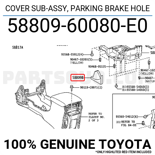 COVER SUB-ASSY, PARKING BRAKE HOLE 5880960080E0 | Toyota Parts | PartSouq