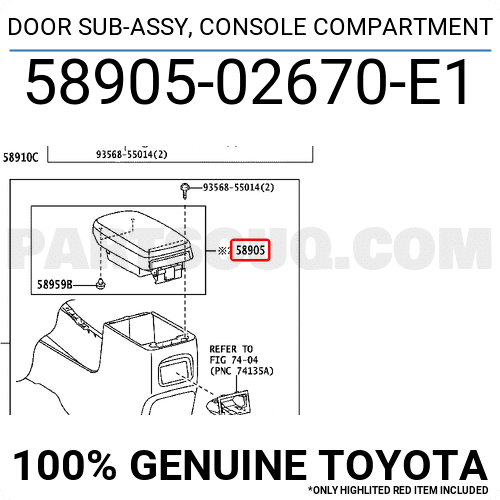 DOOR SUB-ASSY, CONSOLE COMPARTMENT 5890502670E1 | Toyota Parts | PartSouq