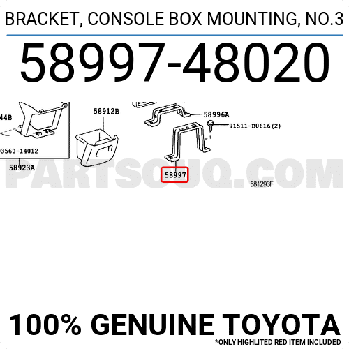 BRACKET, CONSOLE BOX MOUNTING, NO.3 5899748020 | Toyota Parts | PartSouq