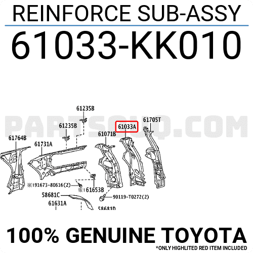 REINFORCE SUB-ASSY 61033KK010 | Toyota Parts | PartSouq