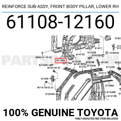 REINFORCE SUB-ASSY, FRONT BODY PILLAR, LOWER RH 6110812160 | Toyota ...