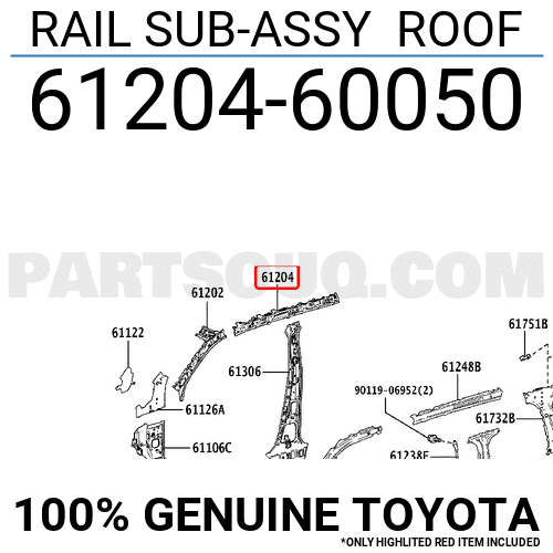 RAIL SUB-ASSY ROOF 6120460050 | Toyota Parts | PartSouq