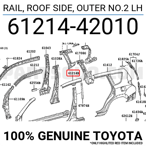 RAIL, ROOF SIDE, OUTER NO.2 LH 6121442010 | Toyota Parts | PartSouq