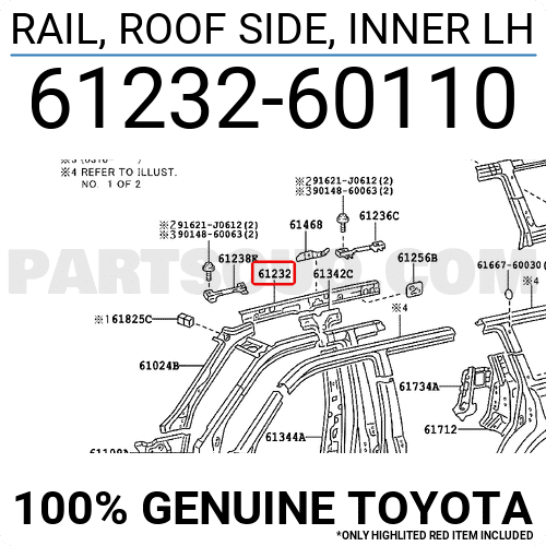 RAIL, ROOF SIDE, INNER LH 6123260110 | Toyota Parts | PartSouq
