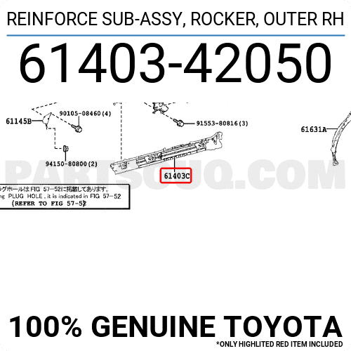 REINFORCE SUB-ASSY, ROCKER, OUTER RH 6140342050 | Toyota Parts | PartSouq