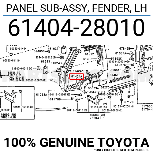 PANEL SUB-ASSY, FENDER, LH 6140428010 | Toyota Parts | PartSouq