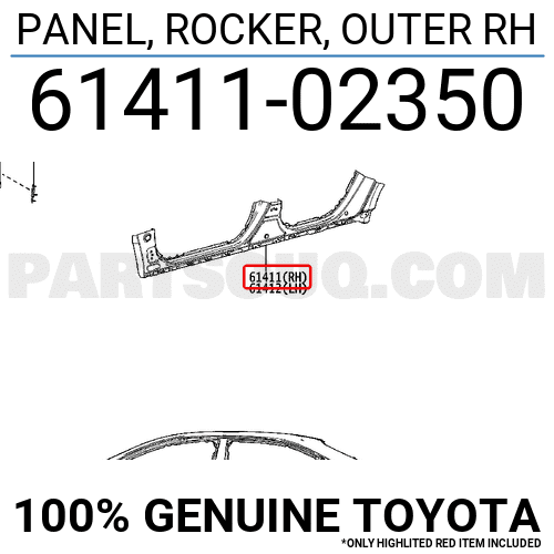 PANEL, ROCKER, OUTER RH 6141102350 | Toyota Parts | PartSouq