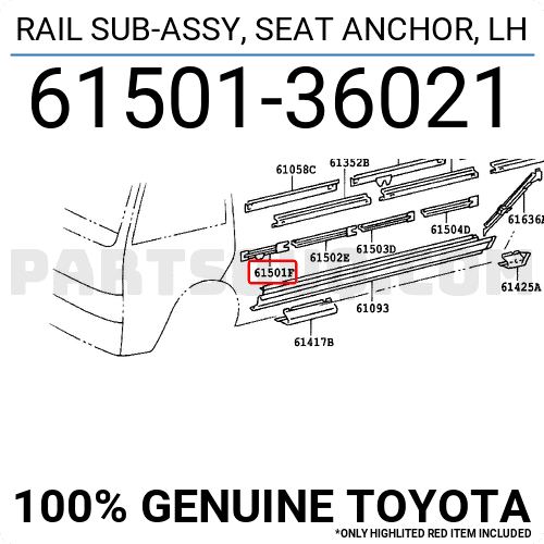 RAIL SUB-ASSY, SEAT ANCHOR, LH 6150136021 | Toyota Parts | PartSouq