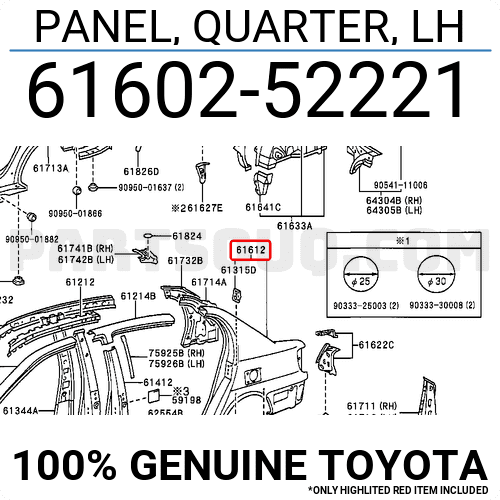 PANEL, QUARTER, LH 6160252221 | Toyota Parts | PartSouq