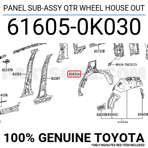 PANEL SUB-ASSY QTR WHEEL HOUSE OUT 616050K030 | Toyota Parts | PartSouq