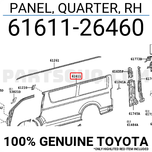 PANEL, QUARTER, RH 6161126460 | Toyota Parts | PartSouq