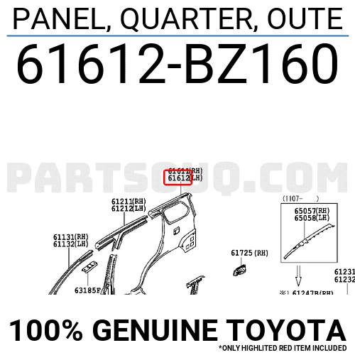 PANEL, QUARTER, OUTE 61612BZ160 | Toyota Parts | PartSouq