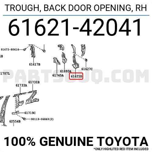 TROUGH, BACK DOOR OPENING, RH 6162142041 | Toyota Parts | PartSouq