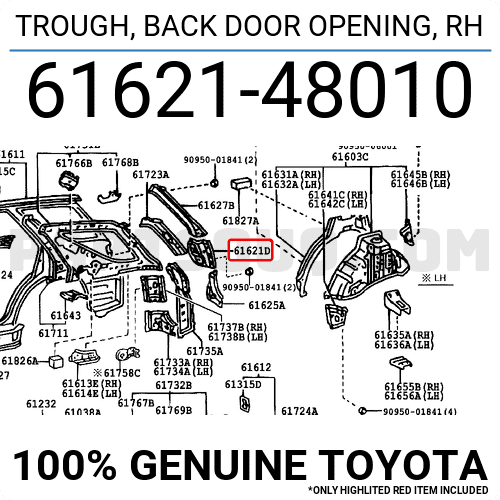 TROUGH, BACK DOOR OPENING, RH 6162148010 | Toyota Parts | PartSouq