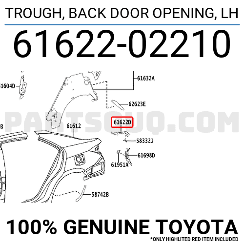 TROUGH, BACK DOOR OPENING, LH 6162202210 | Toyota Parts | PartSouq