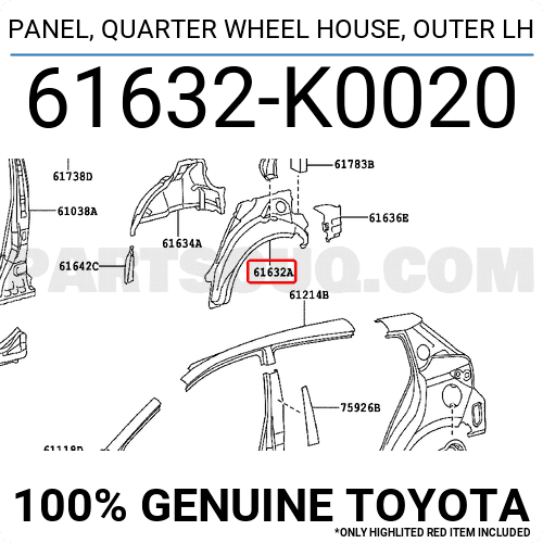 PANEL, QUARTER WHEEL HOUSE, OUTER LH 61632K0020 | Toyota Parts | PartSouq