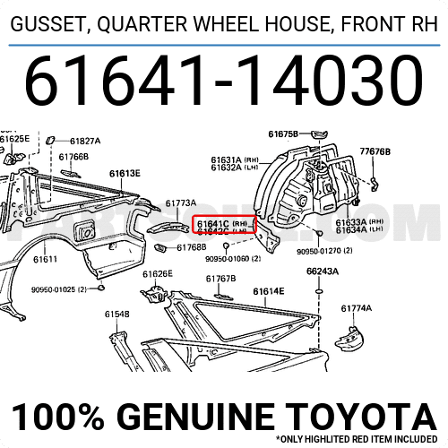 GUSSET, QUARTER WHEEL HOUSE, FRONT RH 6164114030 | Toyota Parts | PartSouq
