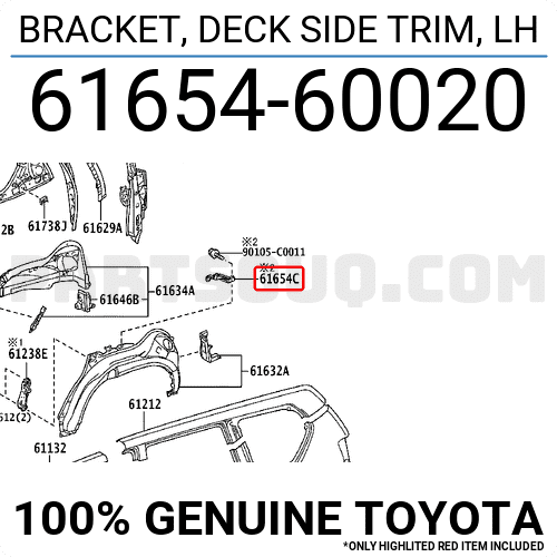 BRACKET, DECK SIDE TRIM, LH 6165460020 | Toyota Parts | PartSouq