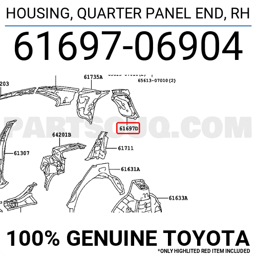 HOUSING, QUARTER PANEL END, RH 6169706904 | Toyota Parts | PartSouq